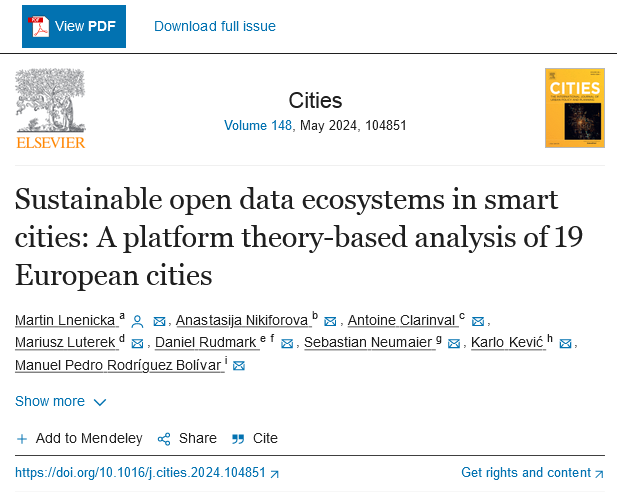 📢 ️🗞️New paper alert! “Sustainable open data ecosystems in smart cities ...